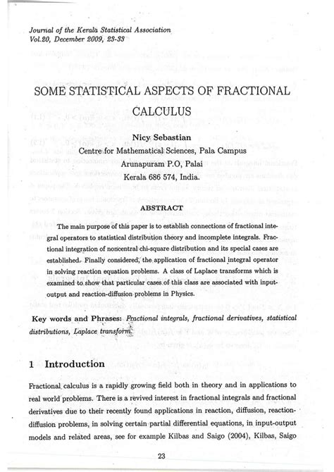 Pdf Some Statistical Aspects Of Fractional Calculus