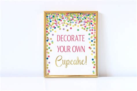 Decorate Your Own Cupcake Sign Printable Rainbow And Gold Decorations