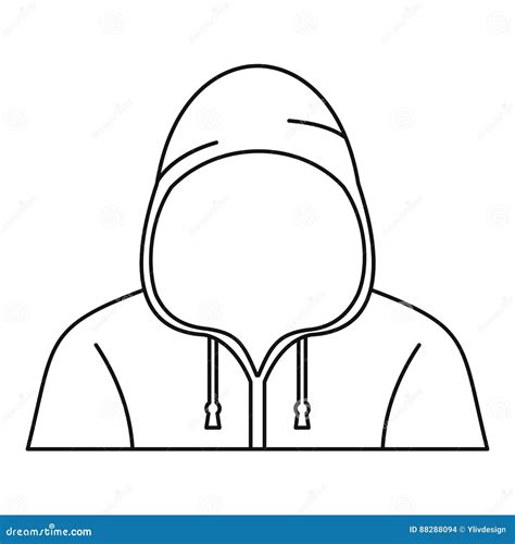 Hooded Man Icon Outline Style Stock Vector Illustration Of Icon