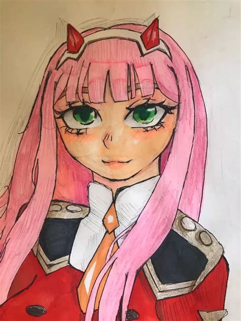 Zero Two Drawing In 2024 Drawings Zero Two