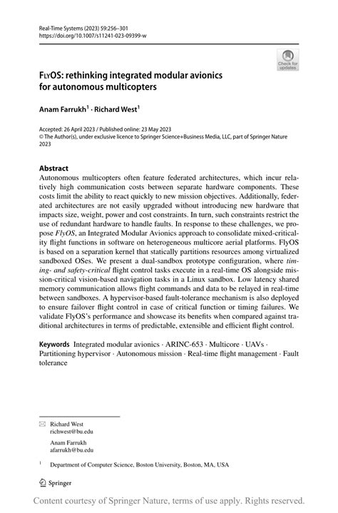 Flyos Rethinking Integrated Modular Avionics For Autonomous Multicopters Request Pdf