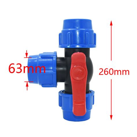 202532405063mm Pvc Pe 튜브 탭 티 워터 스플리터 12 34 1 125 15 2 티 파이프 볼 밸브 T 형 커넥터 1 개 정원 용품