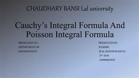Cauchy Integral Formula Pptx