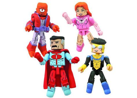 Diamond Select Toys Invincible Minimates Invincible Atom Eve Omni Man And Allen The Alien