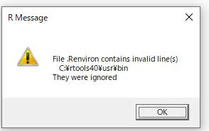 R Rstudio Rtools Error Renviron Contains Invalid Lines Stack Overflow