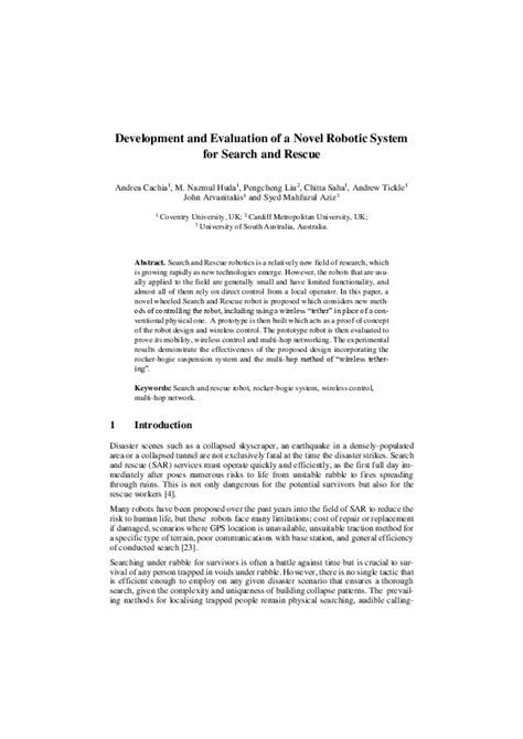 pdf development and evaluation of a novel robotic system for search