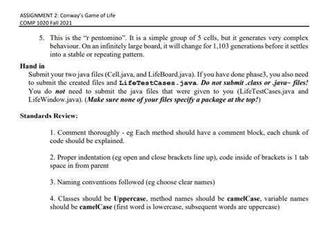 assignment 2 conway s game of life comp 1020 fall
