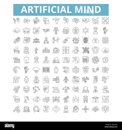 Artificial mind icons, line symbols, web signs, vector set, isolated ...