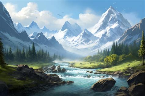 River Aerial Hills View Generate Ai Premium Ai Generated Image