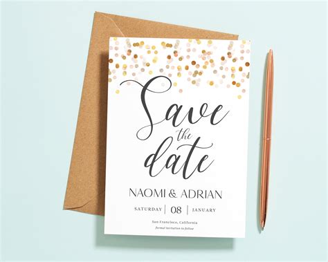 Wedding Save The Date Save The Date Cards Gold Save The Etsy
