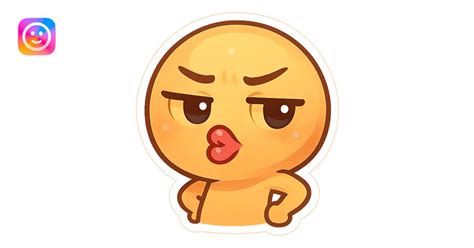 Sassy Emoji Face With Pursed Lips And Hand On Hip Bright And