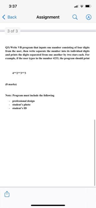 Solved Q3 Write Vb Program That Iaputs One Number