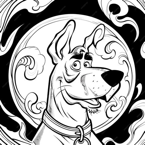 스쿠비두 검은색과 색 터 일러스트레이션 프리미엄 벡터