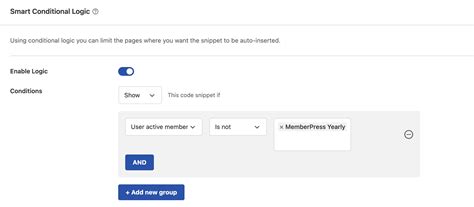 Wpcode Conditional Logic Rules For Memberpress Memberpress