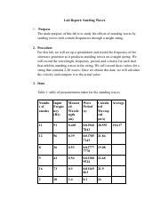 Exploring Standing Waves Lab Report Analysis Course Hero
