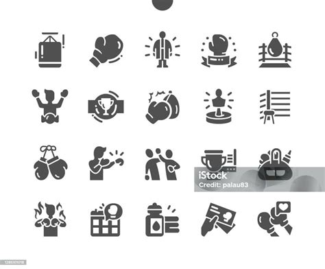 권투 힘 싸움 장갑을 낀 전투기 싸움 클럽 펀칭 가방 체육관 건강한 라이프 스타일 벡터 솔리드 아이콘입니다 간단한 그림 가득