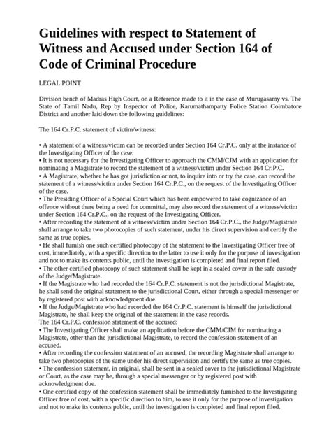 Guidelines With Respect To Statement Of Witness And Accused Under