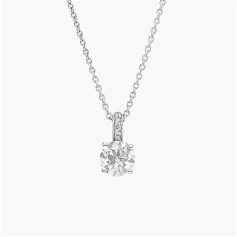1 Ctw Round Cut Diamond Pendant Necklace With Diamond Bale In 14k White