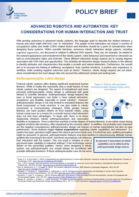 Summary Advanced Robotics And Automation Implications For Occupational Safety And Health