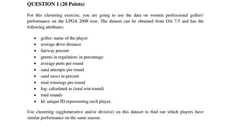 Solved QUESTION Points For This Clustering Exercise Chegg Com