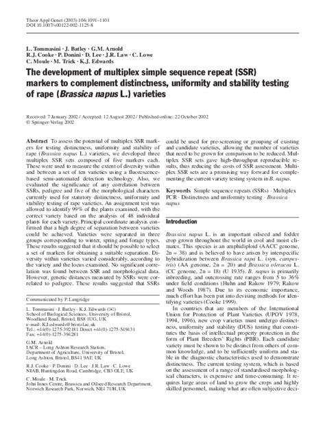 pdf the development of multiplex simple sequence repeat ssr markers