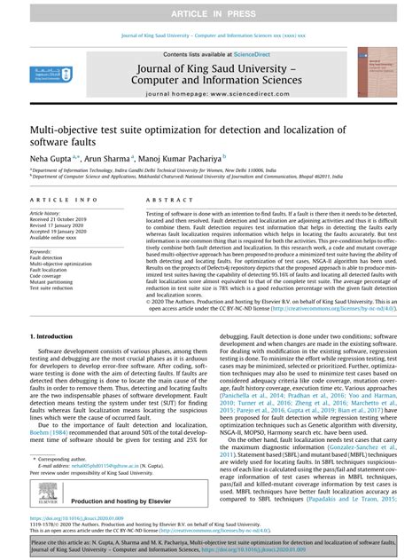 Pdf Multi Objective Test Suite Optimization For Detection And Localization Of Software Faults