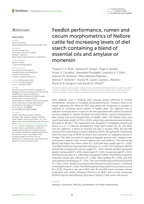 Pdf Feedlot Performance Rumen And Cecum Morphometrics Of Nellore