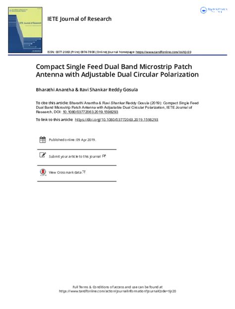 Pdf Compact Single Feed Dual Band Microstrip Patch Antenna With