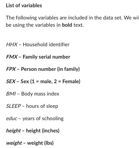 Use The Following Variables From The NHIS Data SEX Chegg Com