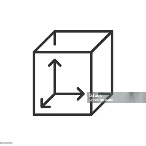 좌표 축이 있는 큐브 선형 아이콘입니다 편집 가능한 획이 있는 선 3차원 형태에 대한 스톡 벡터 아트 및 기타 이미지 3차원