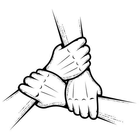 Premium Vector Three Hands Holding Each Other Join Hands Together Teamwork And Friendship