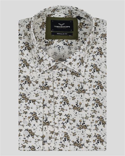 БЯЛА РИЗА СВОБОДЕН СИЛУЕТ С ФЛОРАЛЕН ПРИНТ