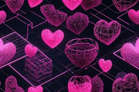 Premium Photo Geometry Wireframe Shapes And Grids In Neon Pink Color
