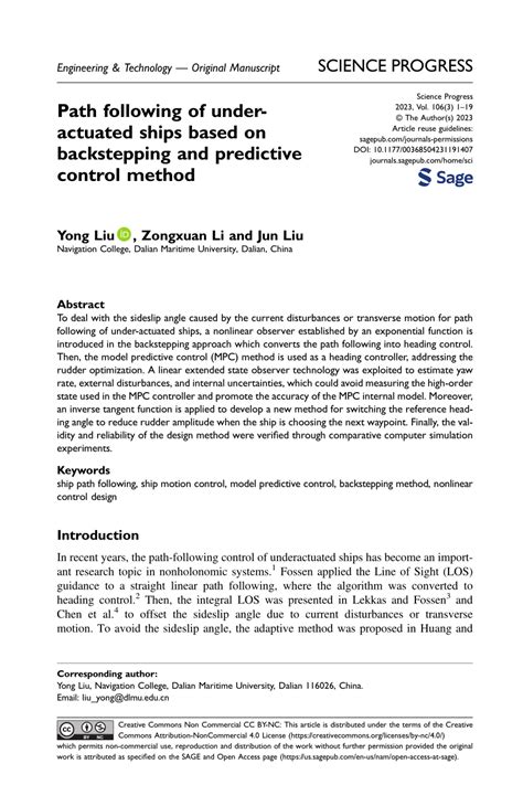 Pdf Path Following Of Under Actuated Ships Based On Backstepping And Predictive Control Method