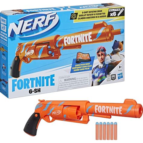 Nerf Fortnite 6 SH Dart Blaster Camo Pulse Wrap Hammer Action Priming 6 Dart Rotating Drum