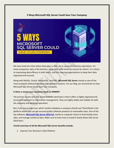 Ppt 5 Ways Microsoft Sql Server Could Save Your Company Powerpoint Presentation Id 11255097