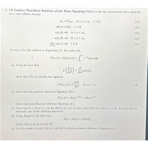 Solved A Laplace Transform Solution Of The Wave Equation