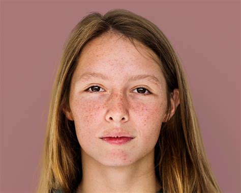 Freckled Girl Face Portrait Natural Premium Psd Rawpixel