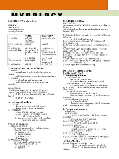 Mycology Notes Pdf Staining Mold