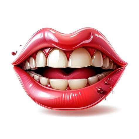 Premium Ai Image Biting Lip 2d Cartoon Illustraton On White
