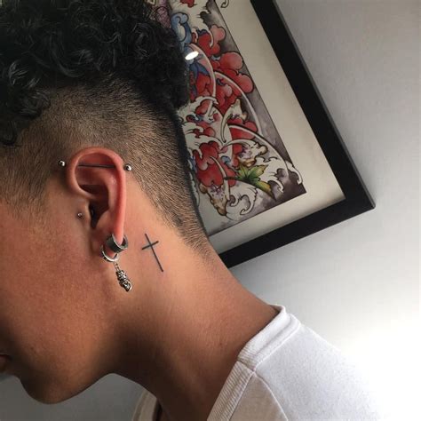 Anchor Behind Ear Tattoo