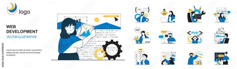 Web Development Concept With Character Situations Collection Bundle Of