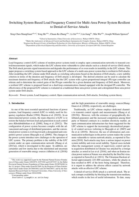 Pdf Switching System Based Load Frequency Control For Multi Area Power System Resilient To