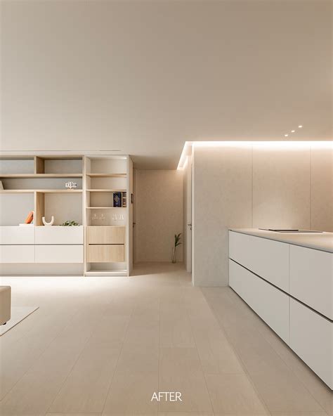 바움디자인 복도의 품격 욕실로 들어가는 문 조차도 멋스럽게 일관되게 균형감있게 깔끔한 화이트 벽면과 내추럴 무드의 마루 그리고 문들의 따뜻한 조화 🗒️