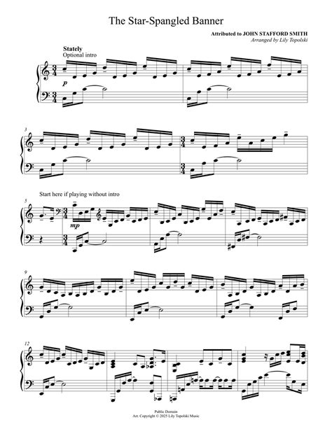 The Star Spangled Banner National Anthem Digital Sheet Music