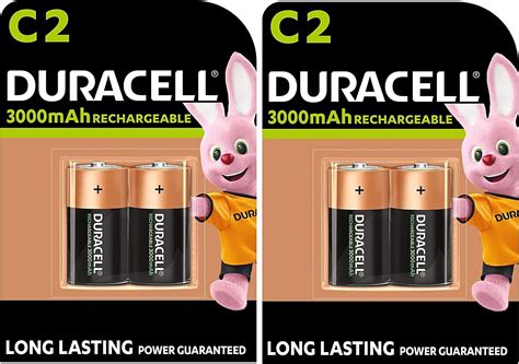 4x Duracell C Rechargeable 3000 Mah Hr14dc1400 2 Blister Packs Of 2