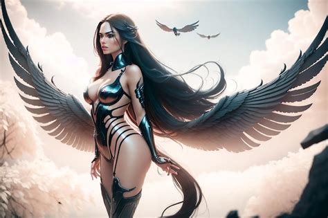 Premium Photo Beautiful Sexy Demon Girl With Wings