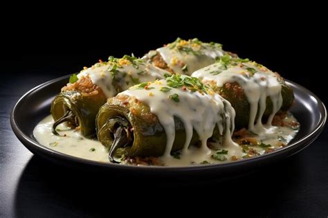 Gourmet Indulgencia Chiles Rellenos Encanto En Blanco Mejor Chiles Relenos Imagen Foto Premium