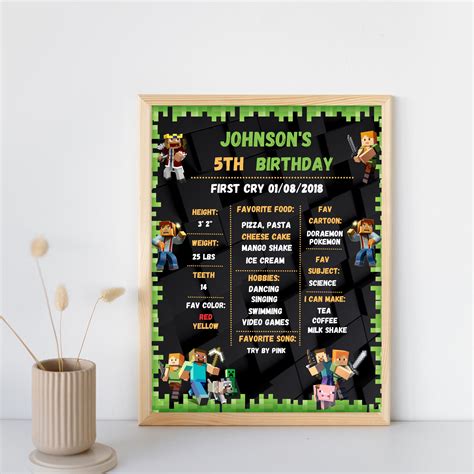 Editable Mine Theme Milestone Board Birthday Template Poster Banner