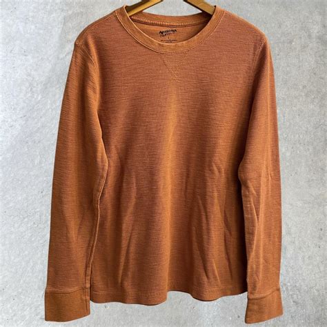Arizona Orange Waffle Knit Long Sleeve Thermal Shirt Depop